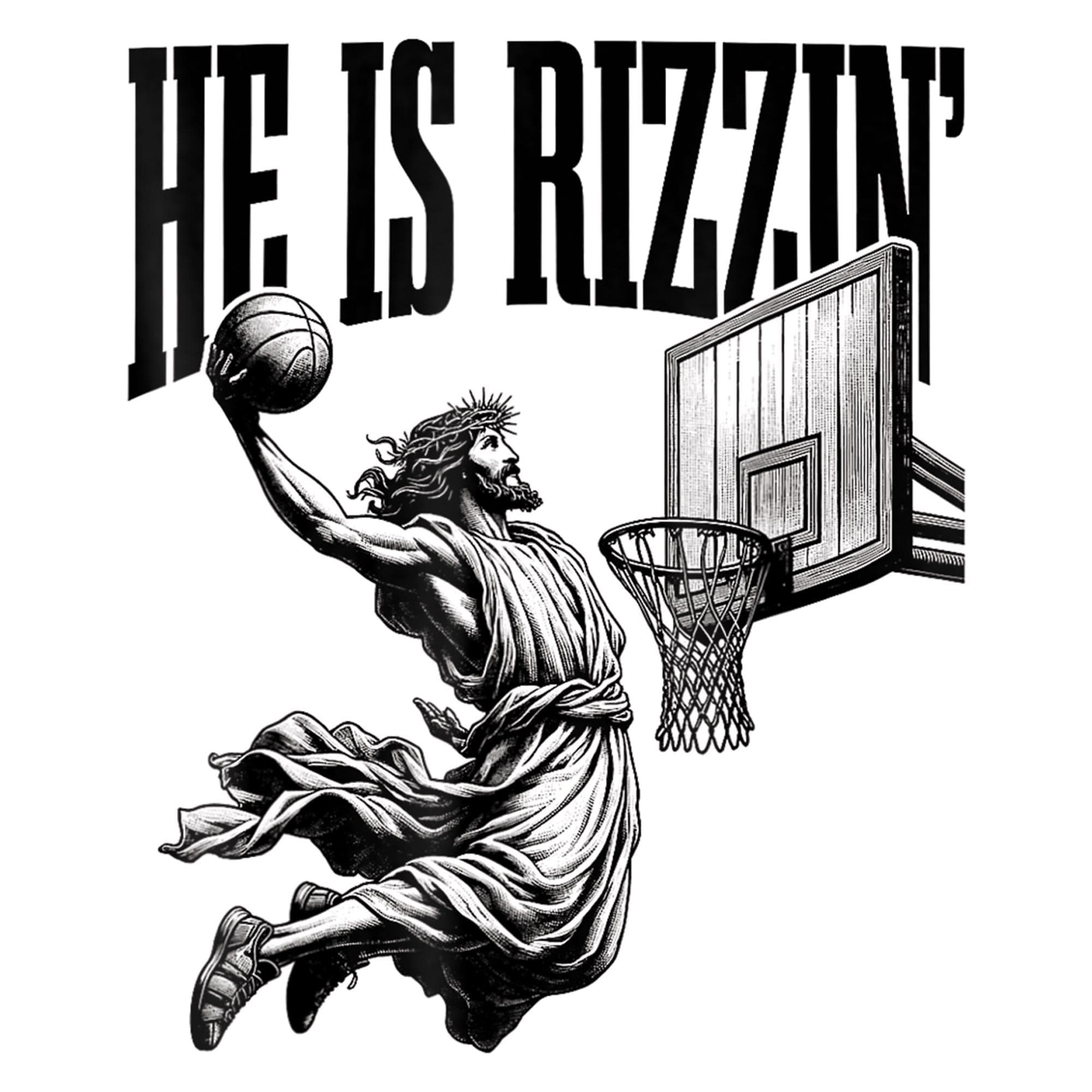 He is Rizzin’ PNG, Funny Basketball Jesus Meme, Christian Humor ...