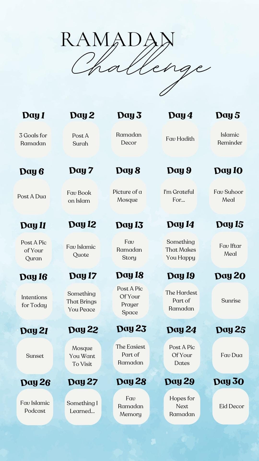 RAMADAN 30 DAY CHALLENGE_IGS TEMPLATE - Etsy
