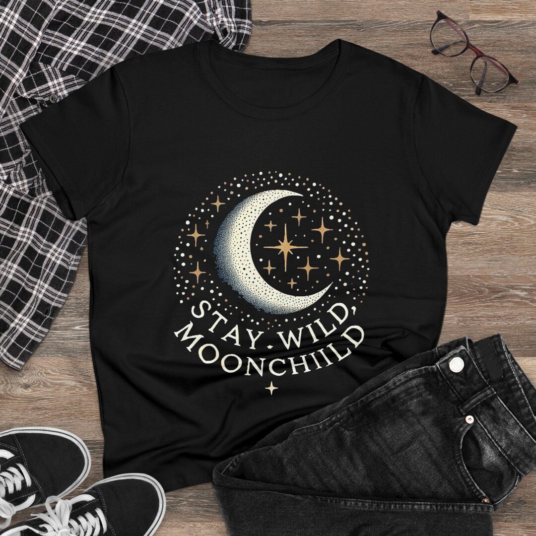 Stay Wild Shirt | Moonchild Whimsical Top | Women's Midweight Cotton Tee - Etsy