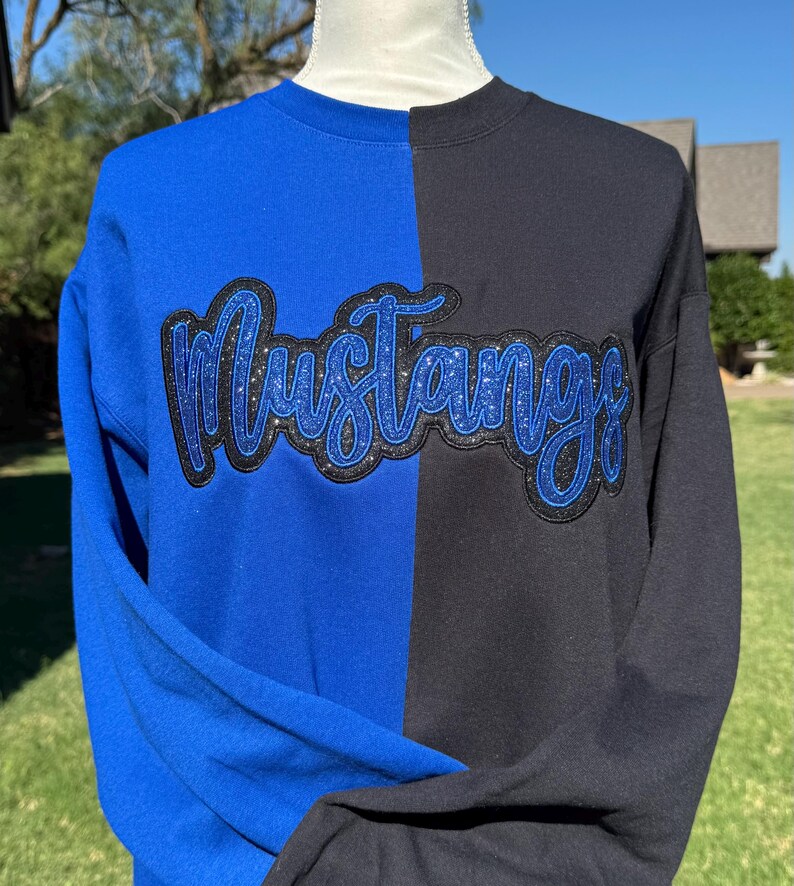 Custom Embroidered Split Sweatshirt: Glitter School Team Spirit Wear ...