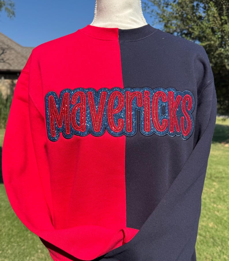 Custom Embroidered Split Sweatshirt: Glitter School Team Spirit Wear ...