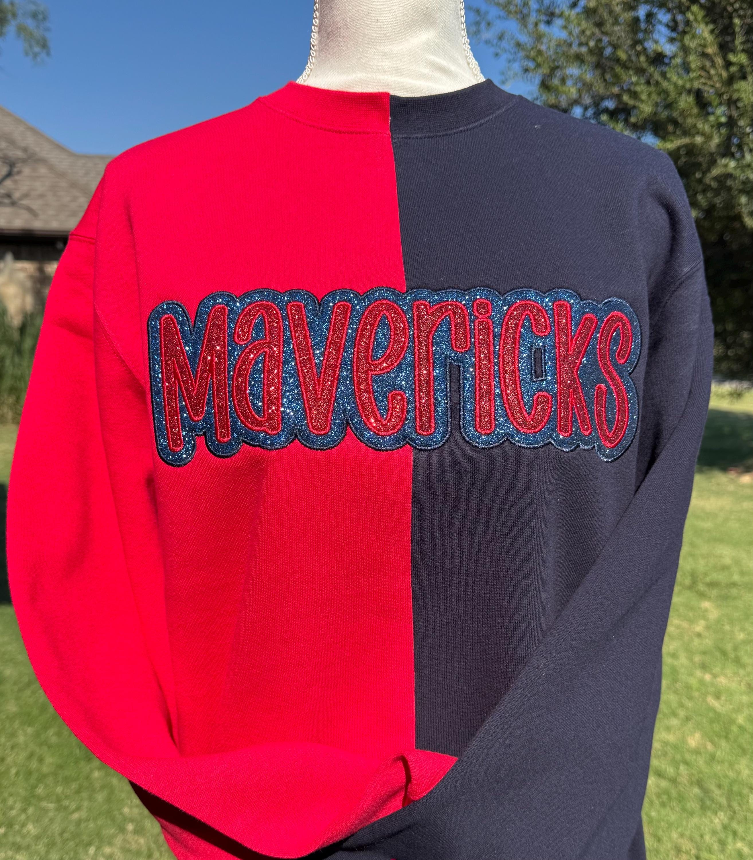 Custom Embroidered Split Sweatshirt: Glitter School Team Spirit Wear ...