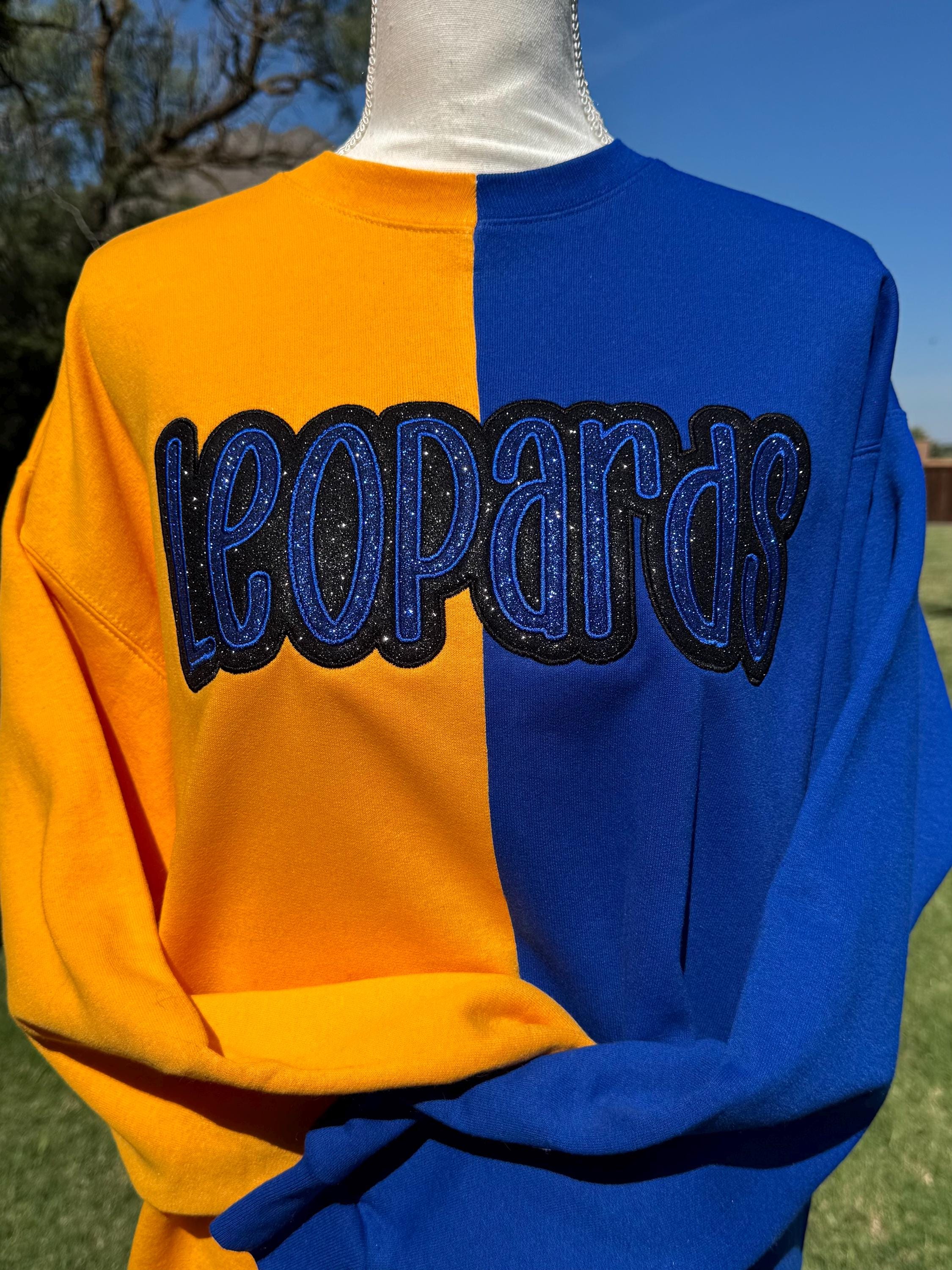 Custom Embroidered Split Sweatshirt: Glitter School Team Spirit Wear ...