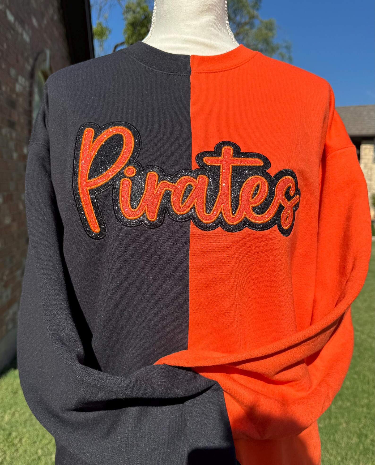 Custom Embroidered Split Sweatshirt: Glitter School Team Spirit Wear ...