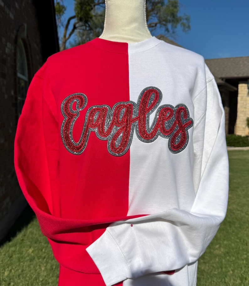 Custom Embroidered Split Sweatshirt: Glitter School Team Spirit Wear ...