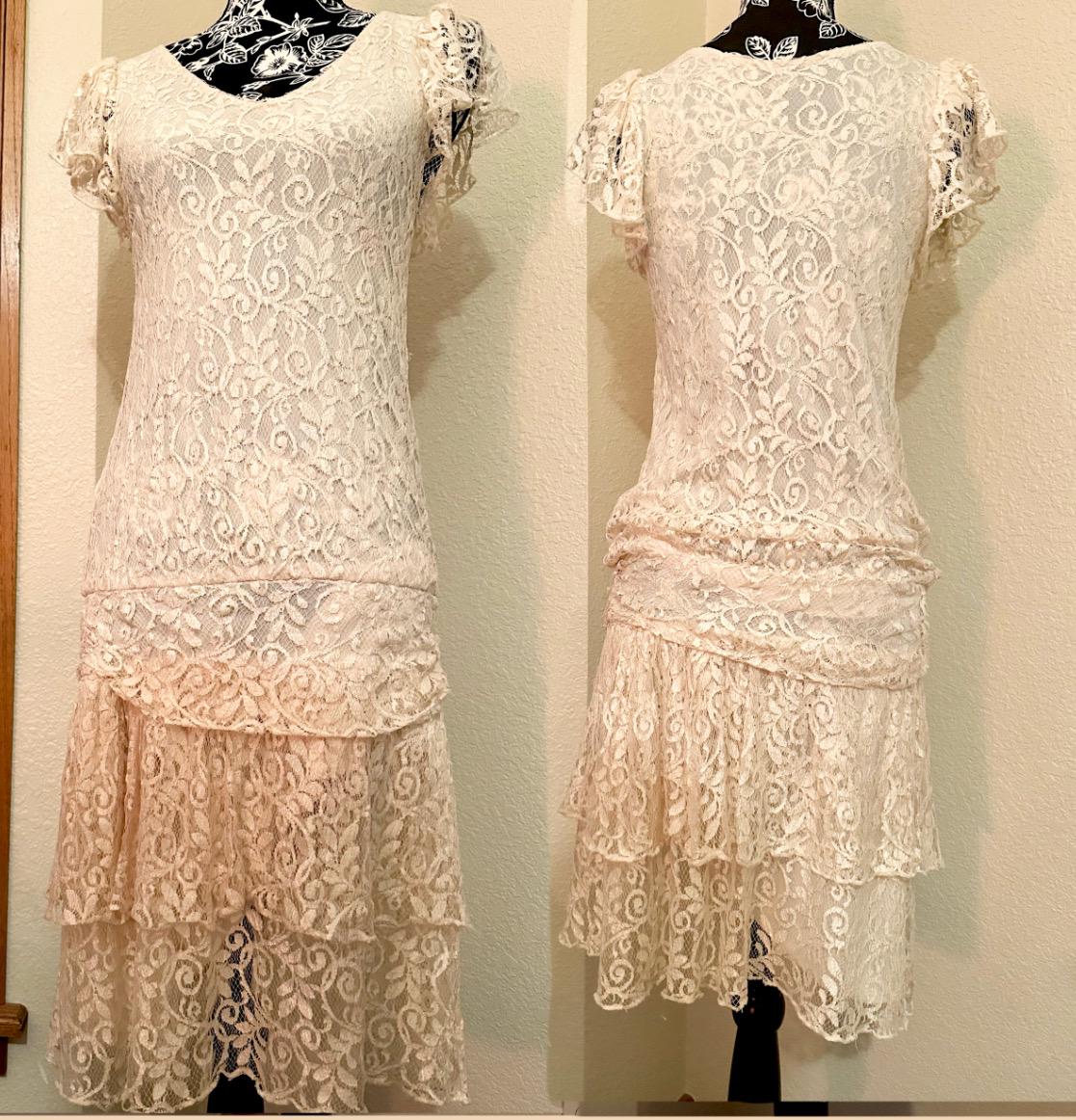 Vintage 80s/90s Does 20s Flapper Drop Waist White Cream Lace Dress - Etsy