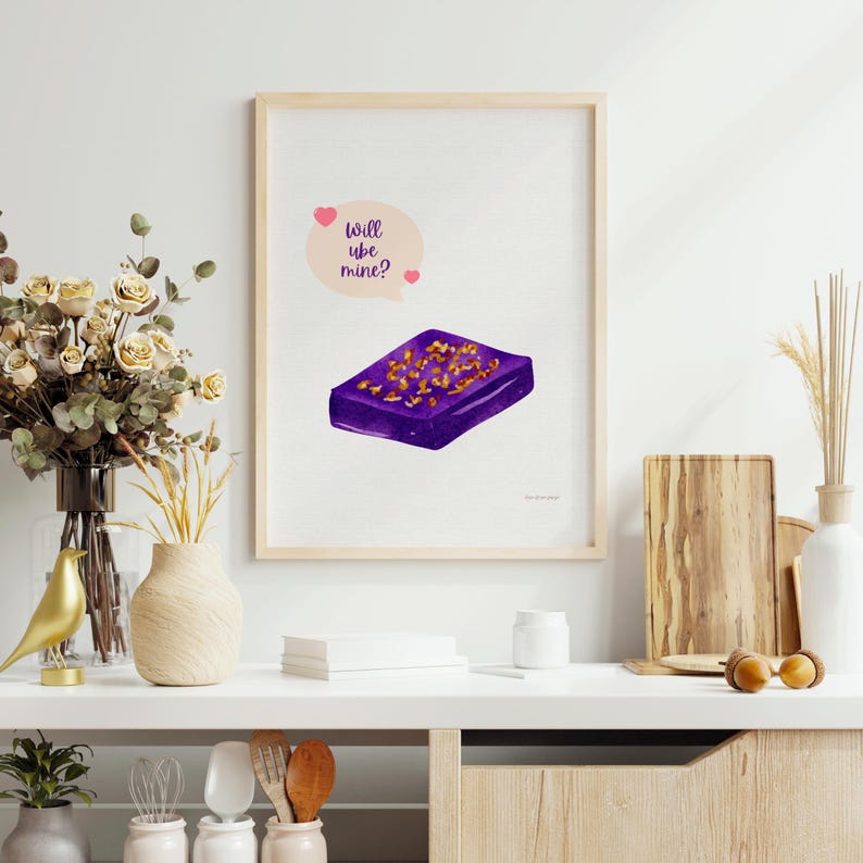 Filipino Ube Wall Art, Ube Lover Print, Cute Food Pun, Kawaii Kitchen ...