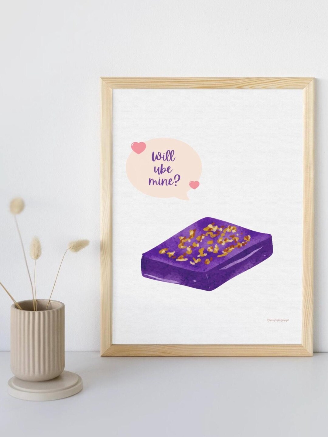 Filipino Ube Wall Art, Ube Lover Print, Cute Food Pun, Kawaii Kitchen ...