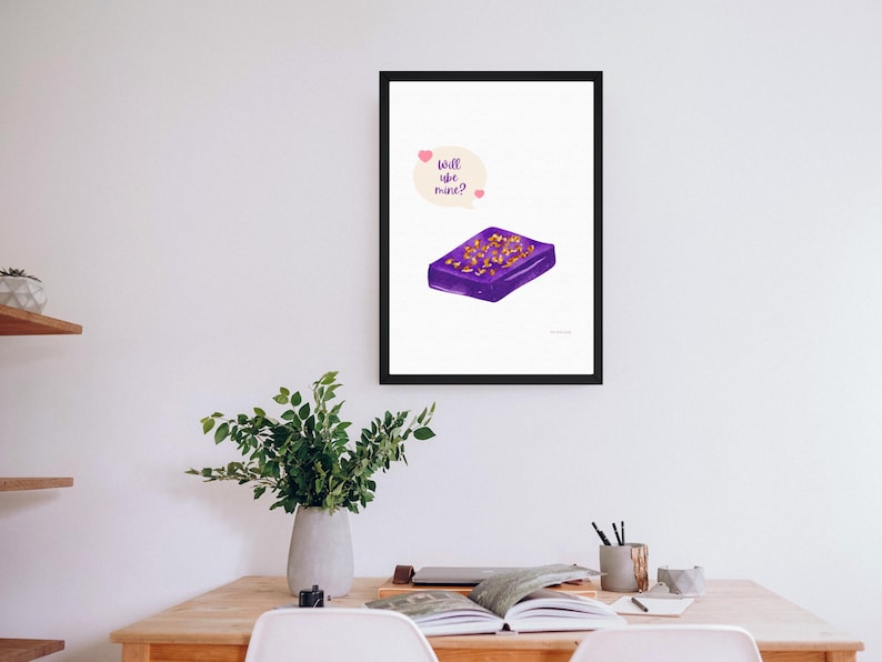Filipino Ube Wall Art, Ube Lover Print, Cute Food Pun, Kawaii Kitchen ...