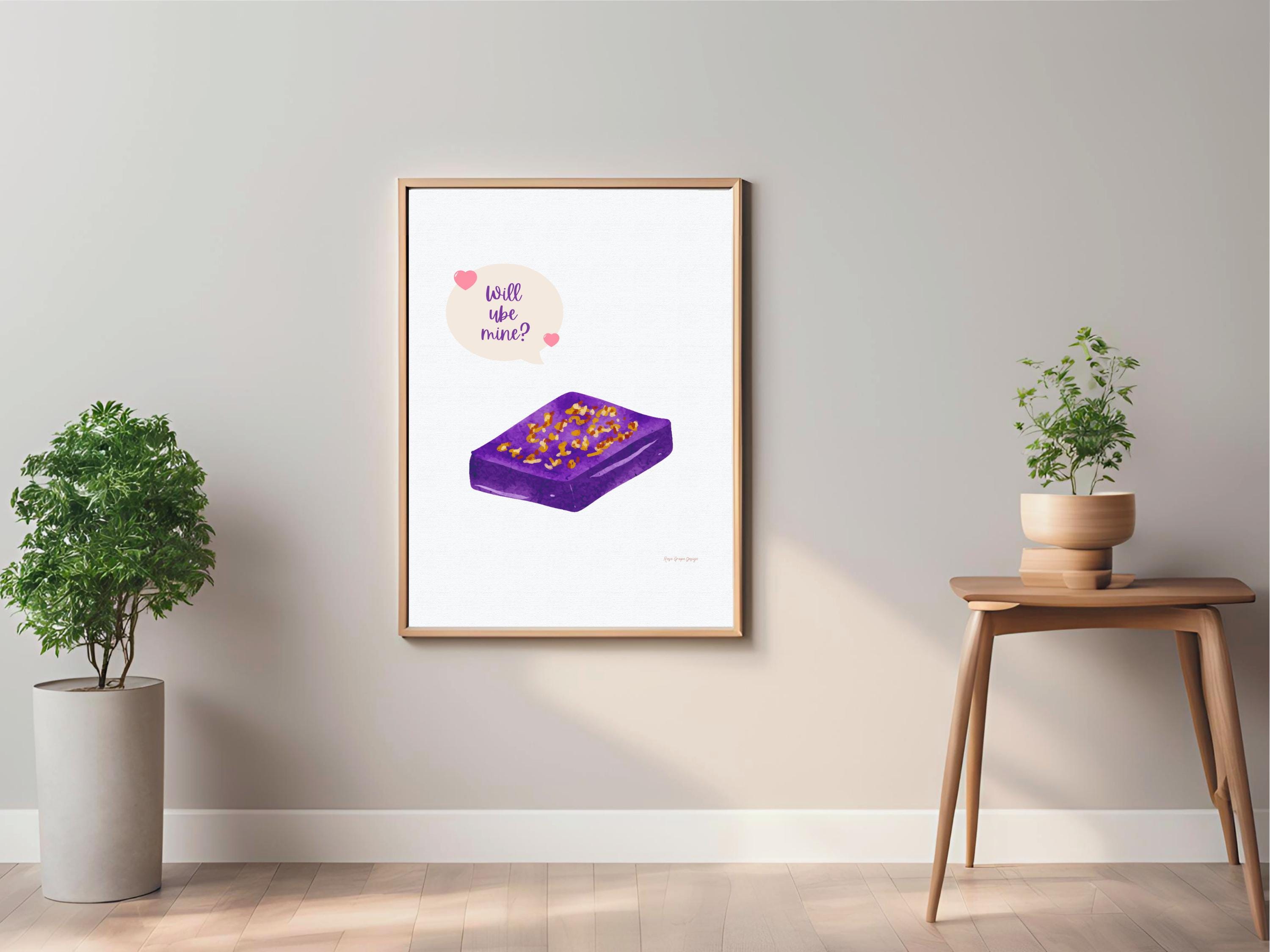Filipino Ube Wall Art, Ube Lover Print, Cute Food Pun, Kawaii Kitchen ...
