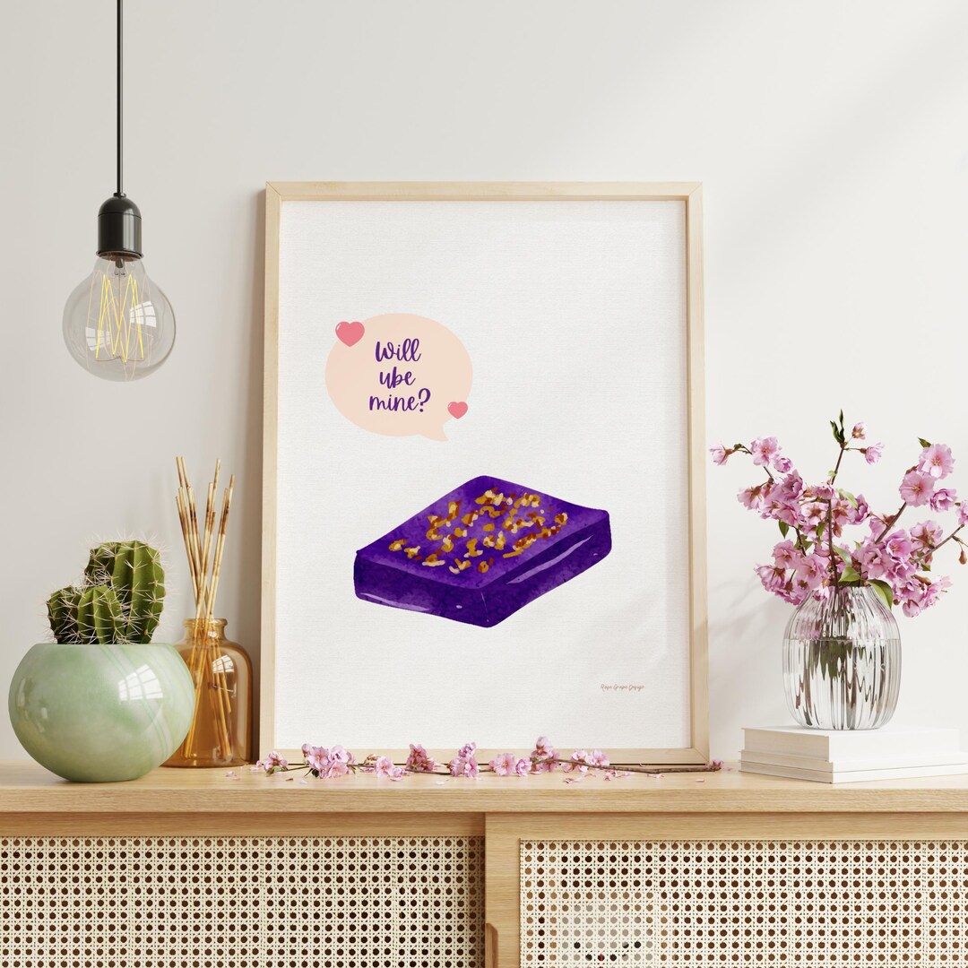 Filipino Ube Wall Art, Ube Lover Print, Cute Food Pun, Kawaii Kitchen ...
