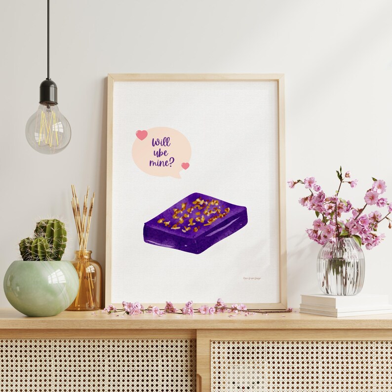 Filipino Ube Wall Art, Ube Lover Print, Cute Food Pun, Kawaii Kitchen ...
