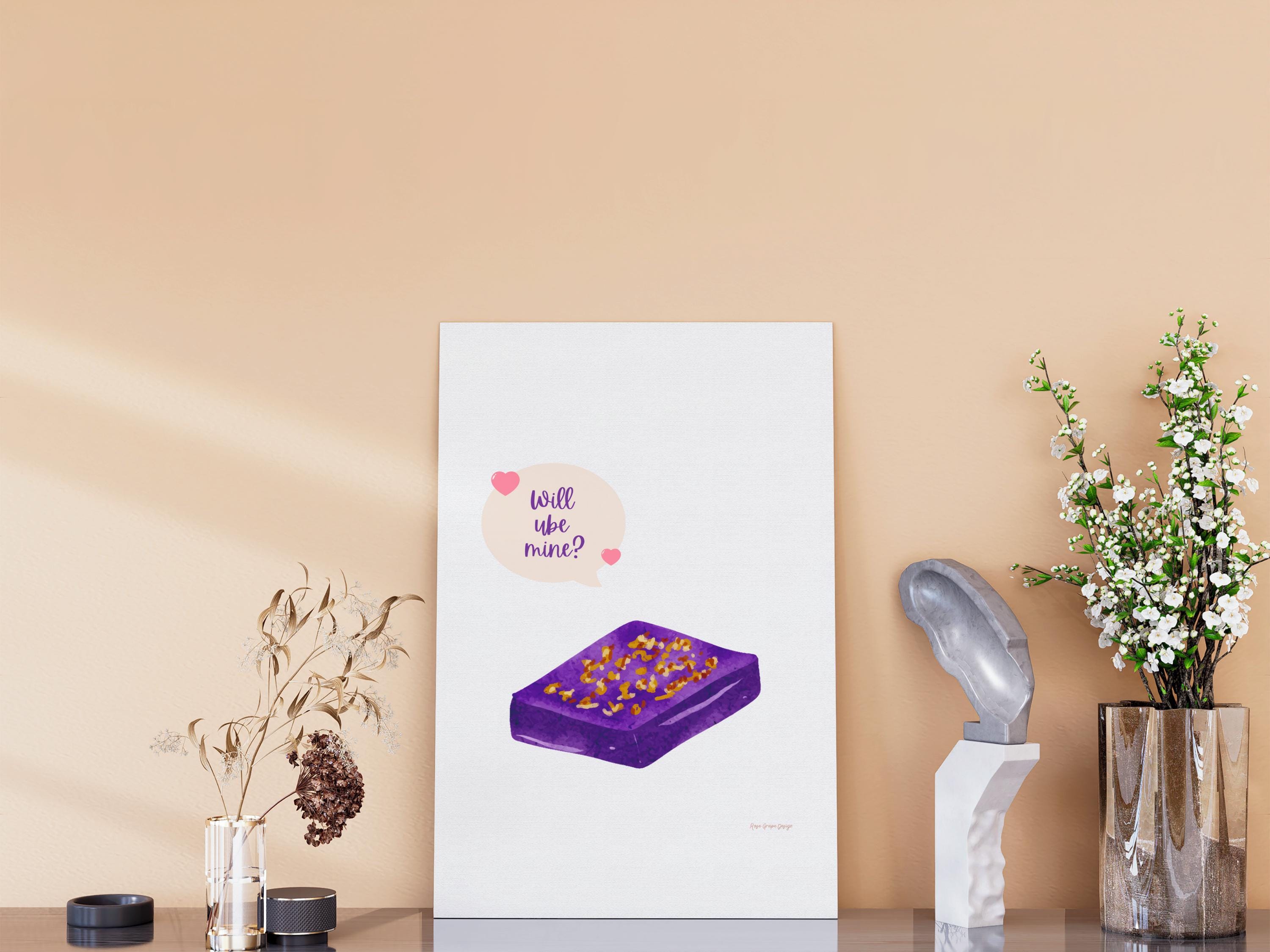 Filipino Ube Wall Art, Ube Lover Print, Cute Food Pun, Kawaii Kitchen ...