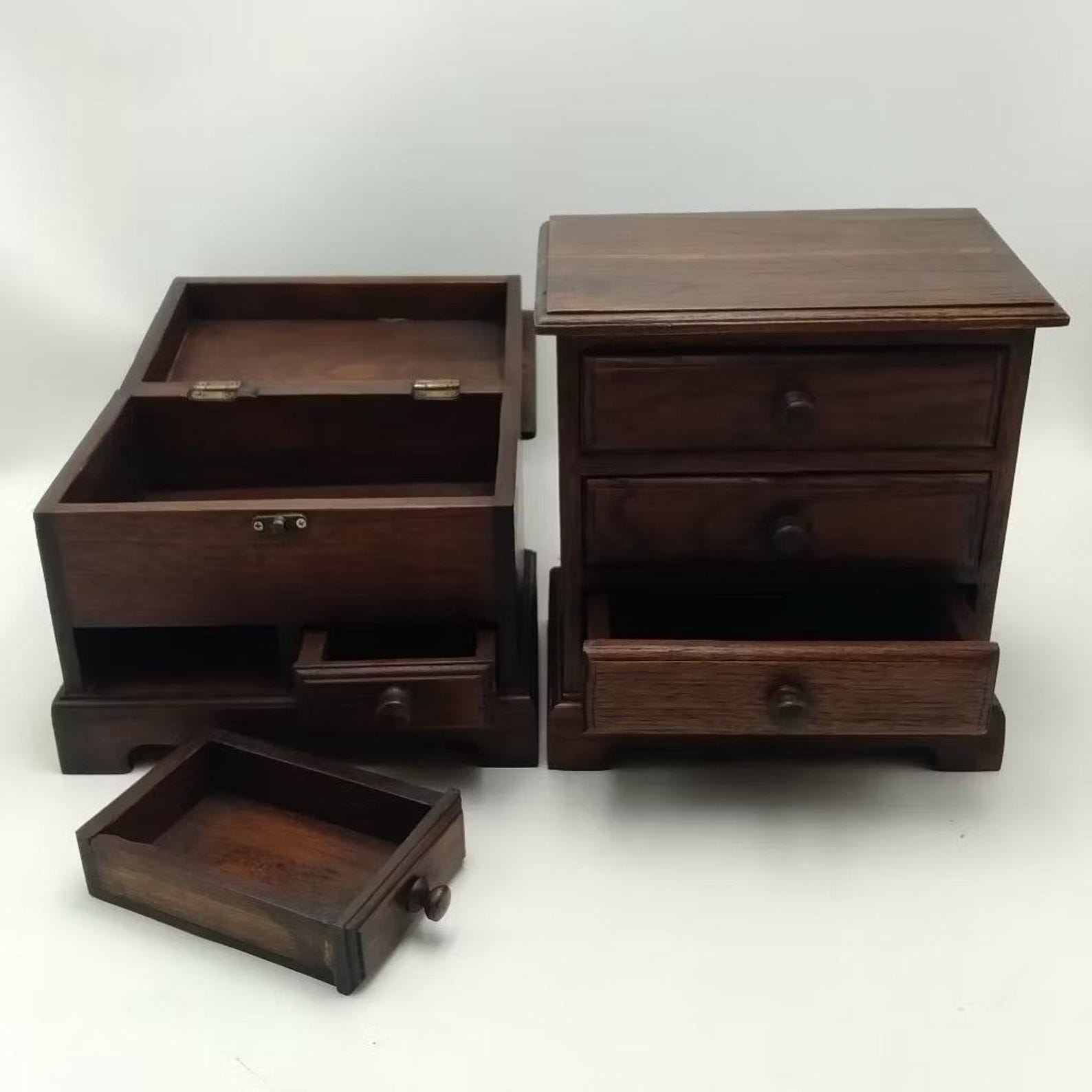 Minimalist Teak Wood Drawer Unit – Handmade Tabletop Storage Organizer ...