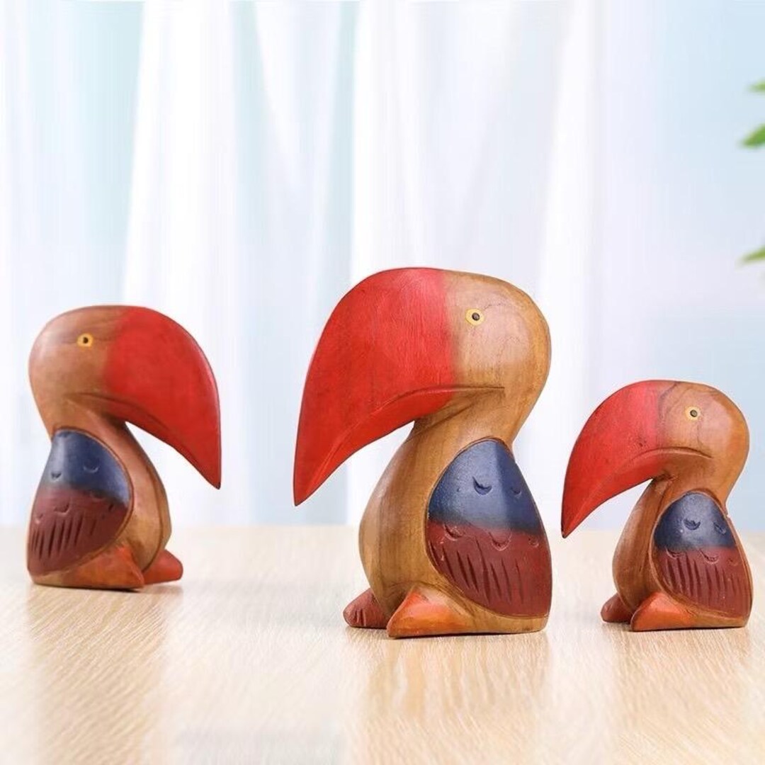 Tabletop Bird, Hornbill, Carved Wooden Bird Figure, Bird Toy, Children ...