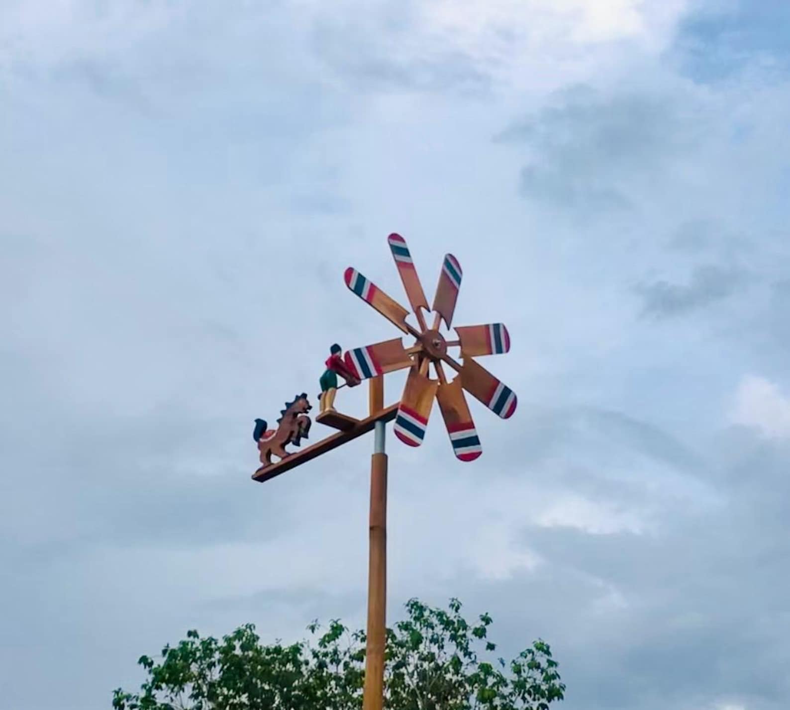 Teak Wooden Windmill – Handmade Rustic Decor, Garden Ornament, Indoor ...