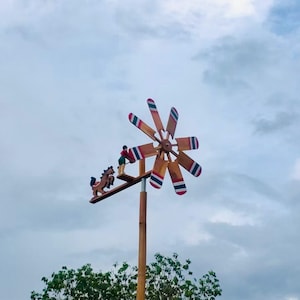 Teak Wooden Windmill – Handmade Rustic Decor, Garden Ornament, Indoor ...