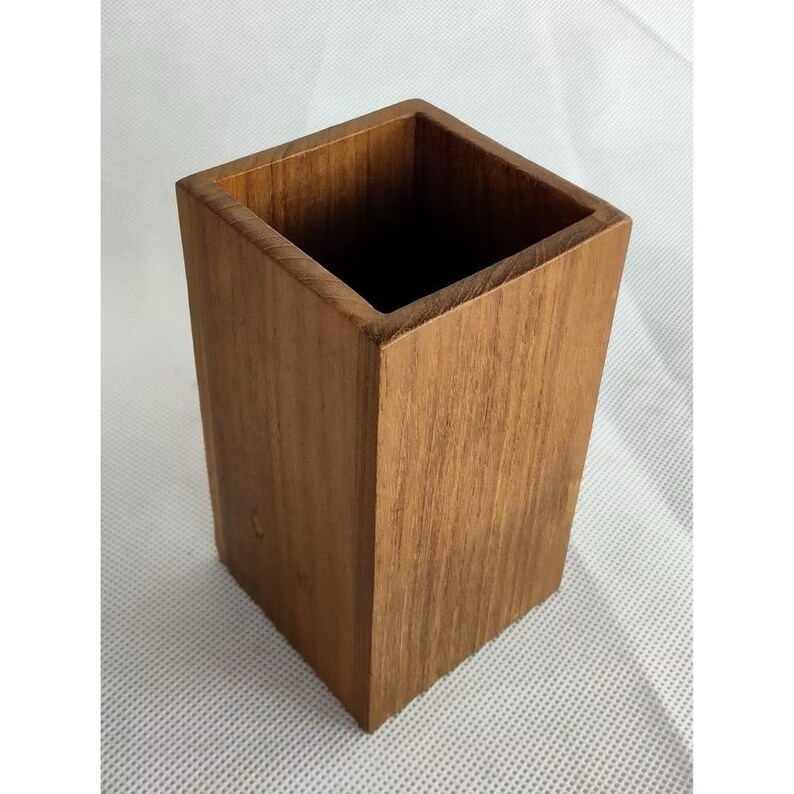 Wooden Pencil Holder, Wooden Desktop Pen Holder, Rustic Desk Decor ...