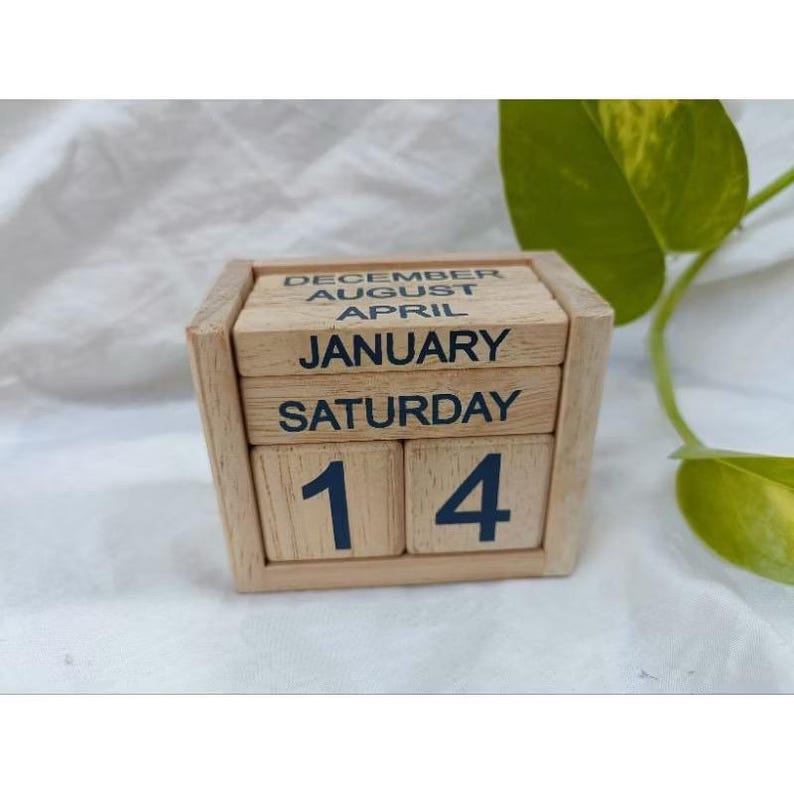 Wooden Calendar, Permanent Calendar, Perpetual Calendar Desk, Wood ...