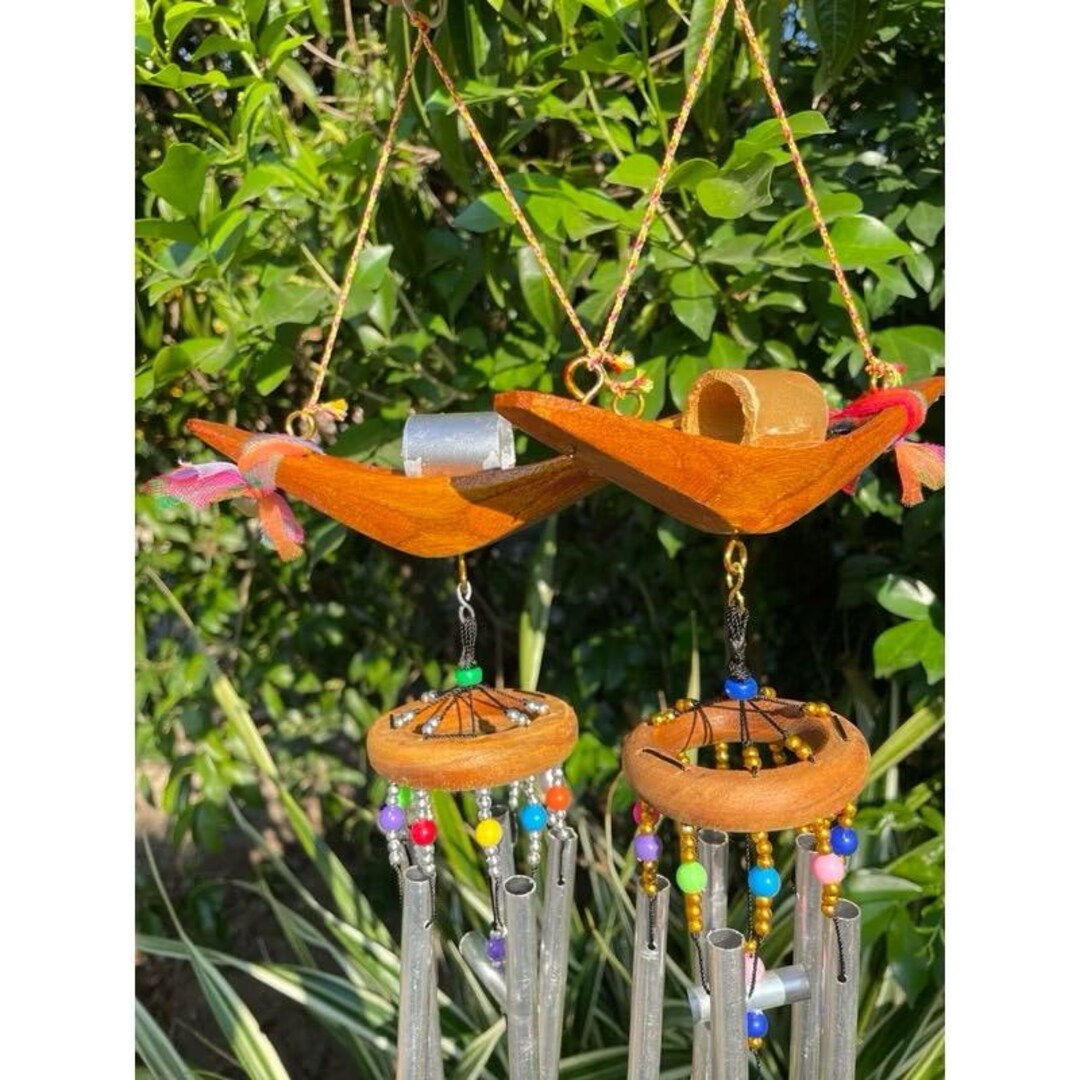 Wooden Silver and Gold Boat Wind Chime – Handmade Nautical Decor ...