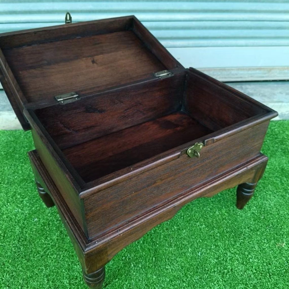 Solid Teak Wood Chest – Handmade Wooden Storage Box – Rustic Blanket ...