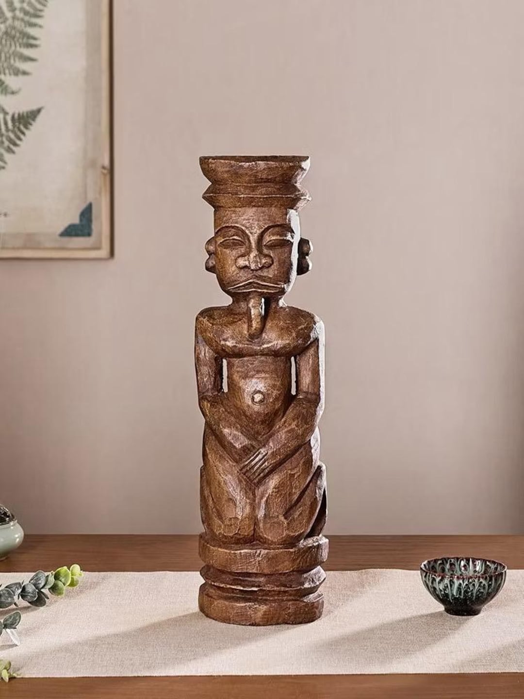Handmade Wood Sculpture, Carved Wooden Art for Home Decor, Rustic ...