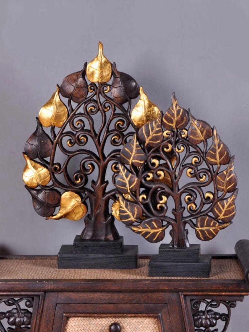 Wood Carving of Bodhi Tree – Sacred Tree Wall Art | Handcrafted Wooden ...
