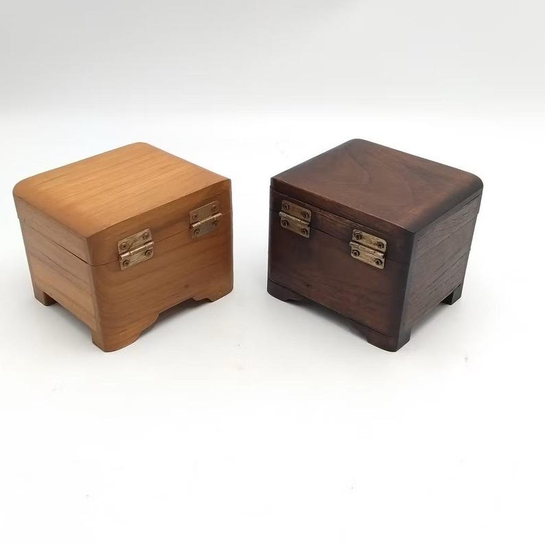 Minimalist Teak Wood Box, Wooden Business Card Holder, Small Wooden Box ...