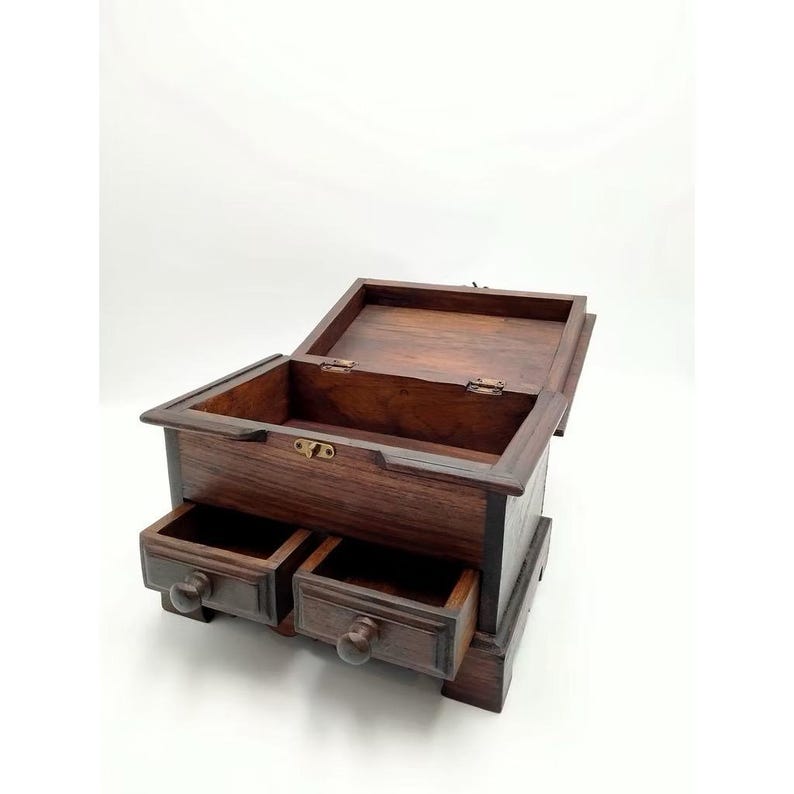 Minimalist Teak Wood Drawer Unit – Handmade Tabletop Storage Organizer ...
