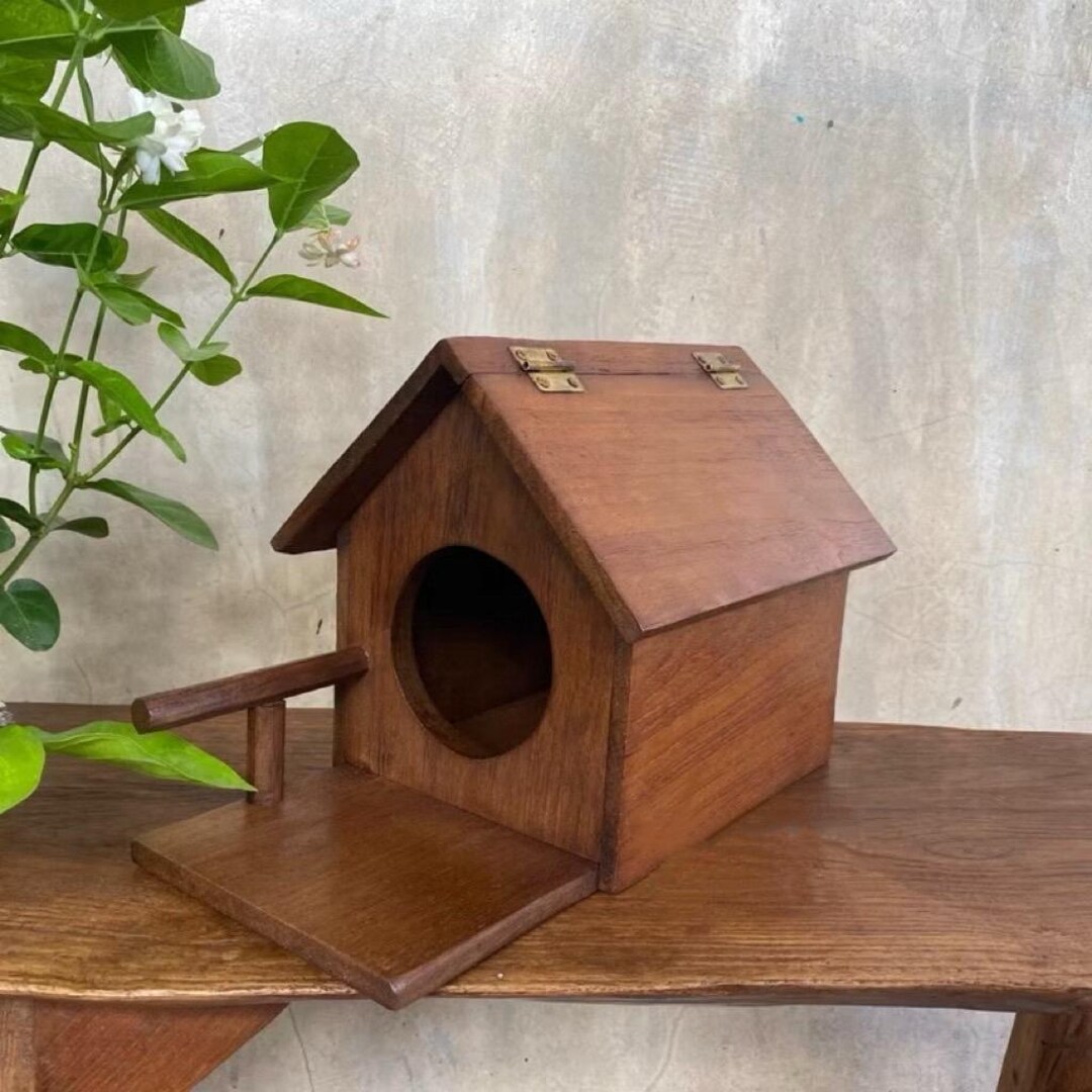 Handmade Wooden Birdhouse and Squirrel House – Rustic Outdoor Nesting ...