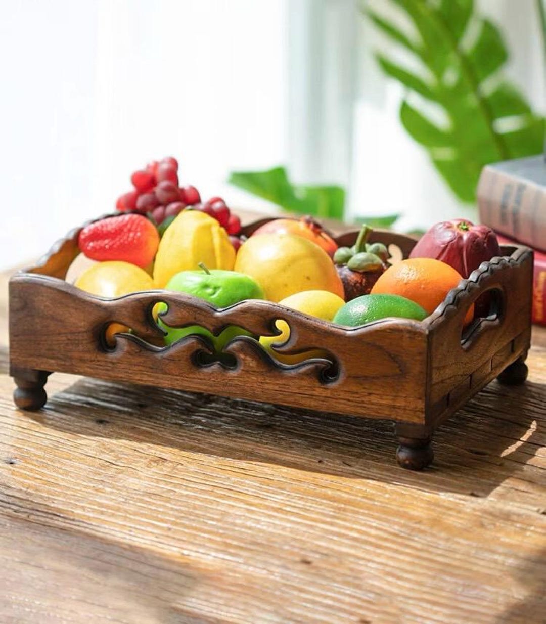 Wooden Fruit Tray | Wooden Tray | Wooden Serving Tray | Fruit Display ...