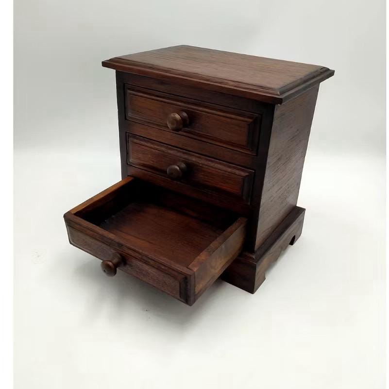 Minimalist Teak Wood Drawer Unit – Handmade Tabletop Storage Organizer ...