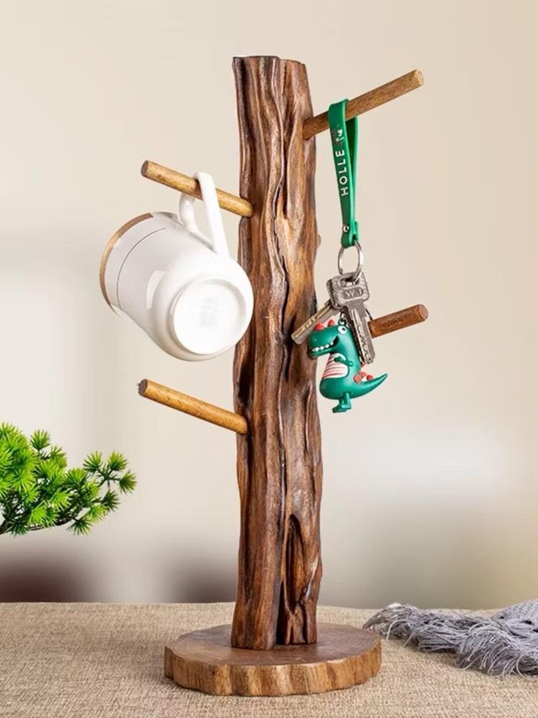 Handmade Wooden Cup Holder, Coffee Mug Hanger, Rustic Coffee Cup Tree ...
