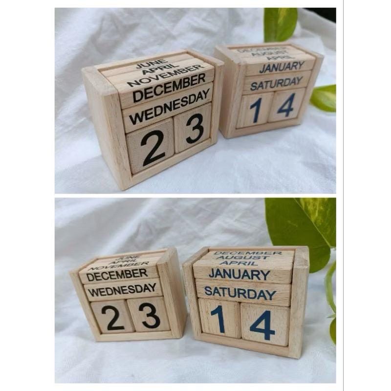 Wooden Calendar, Permanent Calendar, Perpetual Calendar Desk, Wood ...