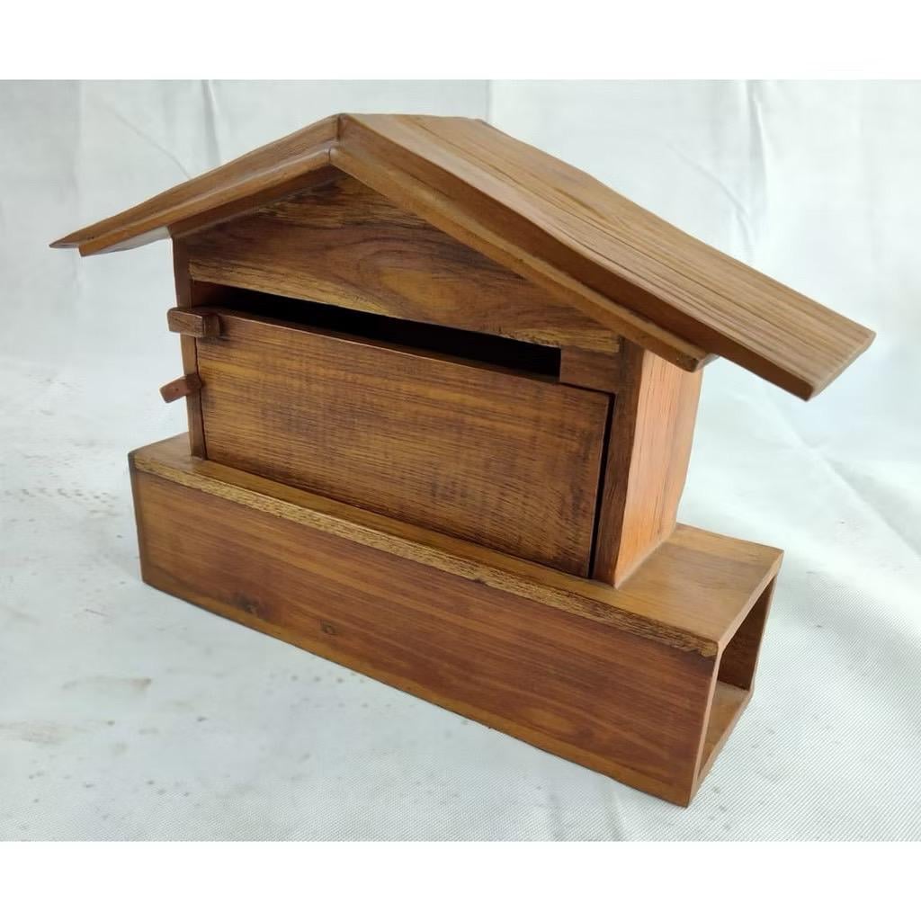 Wall Mounted Mailbox, Teak Wood Mailbox, Wooden Mailbox, Rustic Mailbox ...