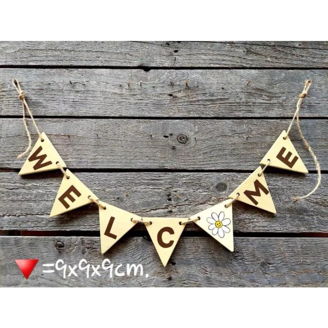 Wooden Welcome Garland, Wood Pennants, Welcome Bunting Banner, Wedding ...