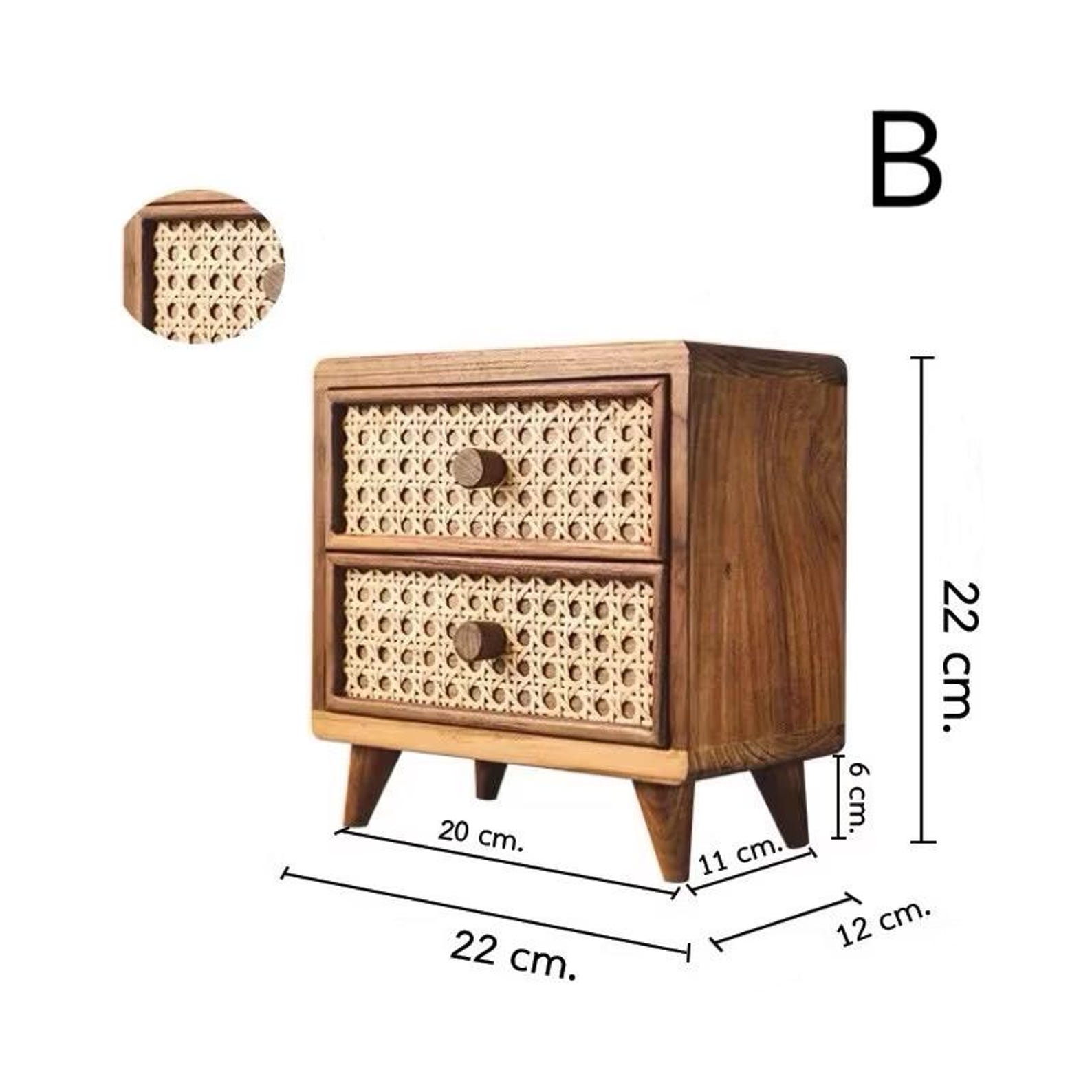 Wooden Small Box With Drawers – Large Capacity, 2 Drawer Storage ...