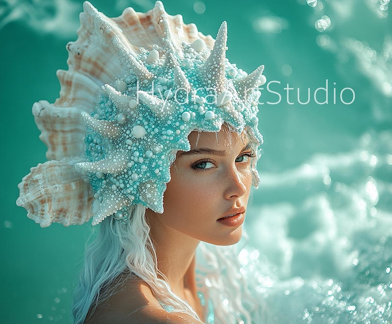 Musa da Coroa do Oceano | Fantasia de Verão | Impressão de Arte Digital ...