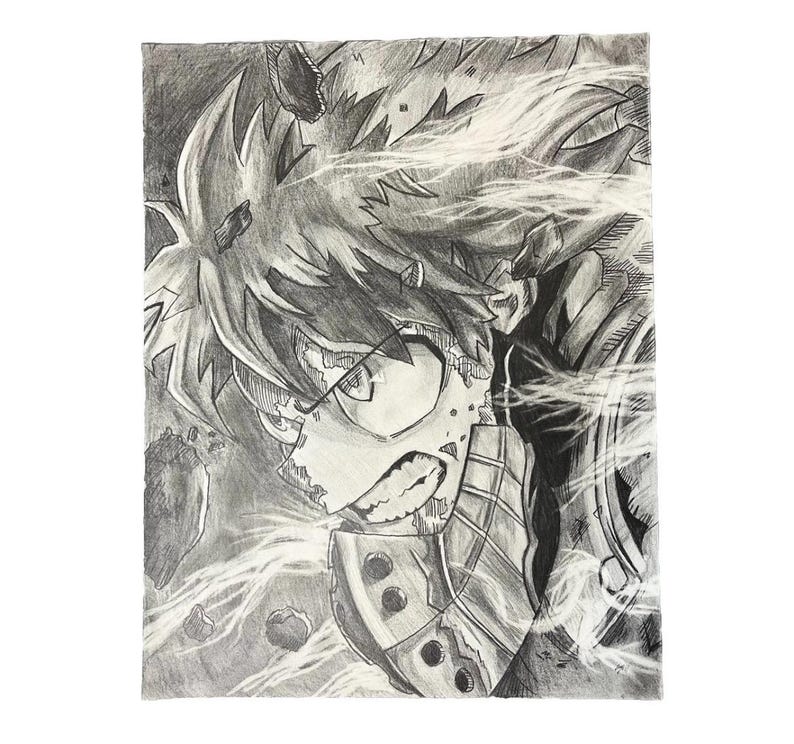 Izuku Medoria - My Hero Deku Drawing Hyper-realistic Graphite Detailed ...