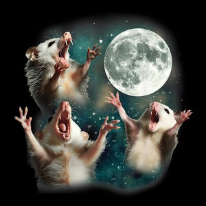 Opossums Howling at the Moon Shirt Design | Funny Animal Graphic |night ...