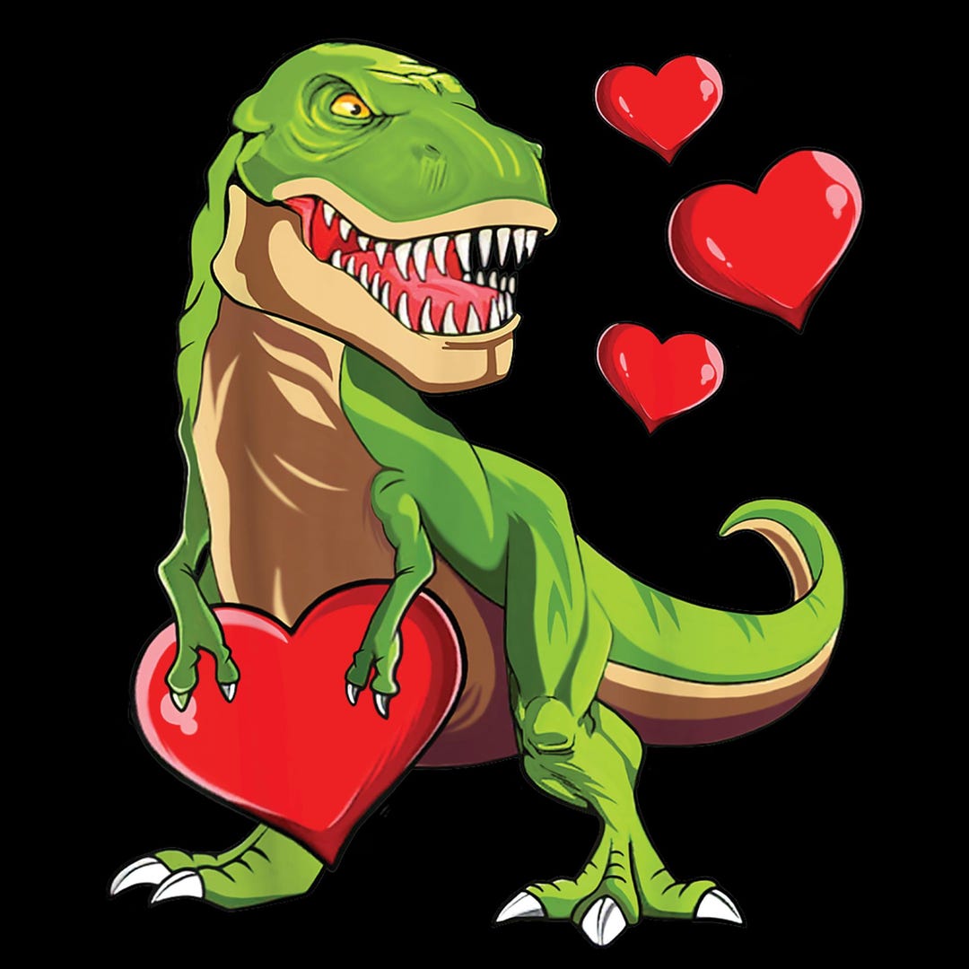T-rex Valentine T-shirt Design Dinosaur With Heart Graphic Cute Love T ...