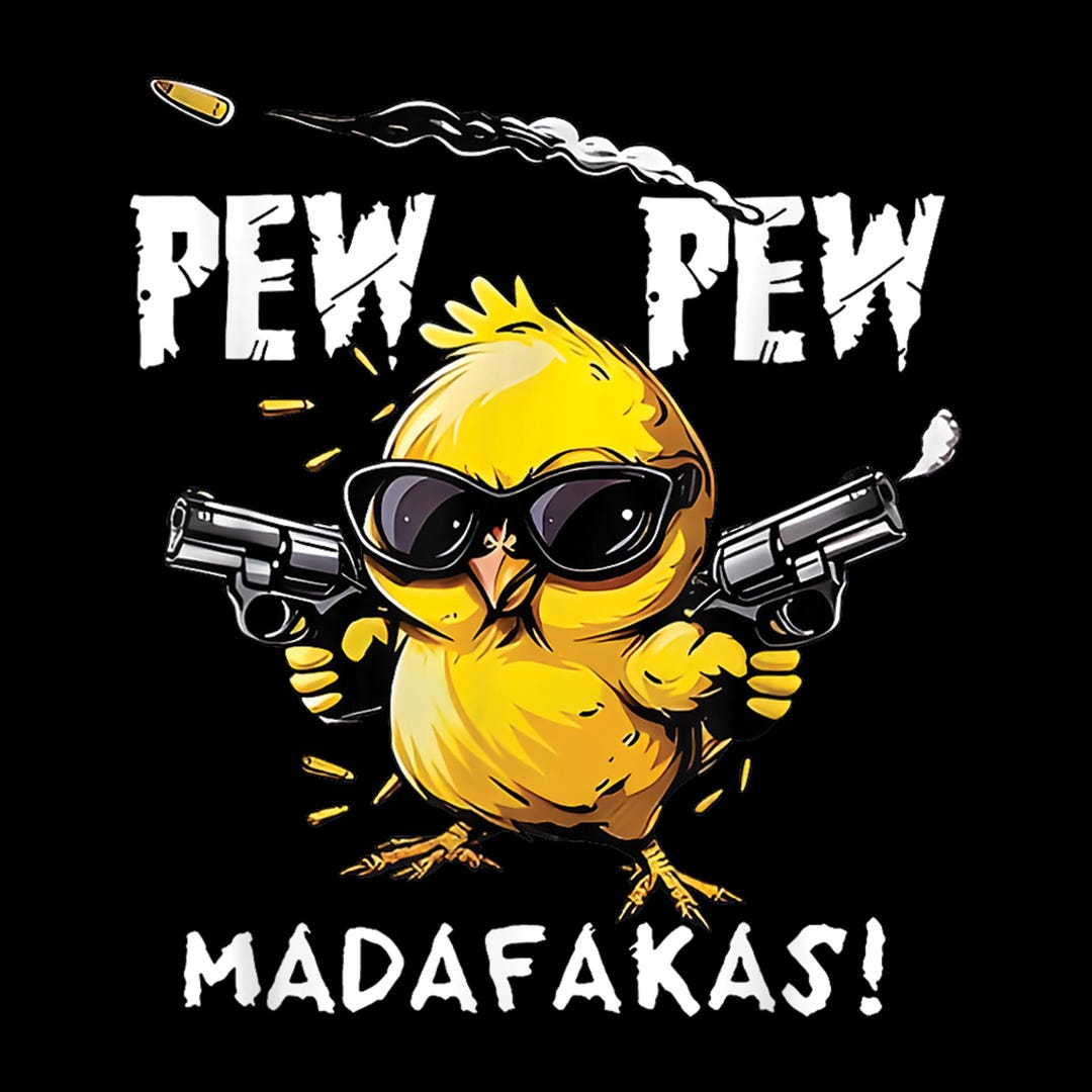Pew Pew Madafakas T-shirt Design | Funny Bird With Guns | Digital PNG ...