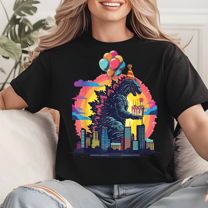 Godzilla Birthday PNG, Funny Kaiju Party Sublimation,retro Monster ...