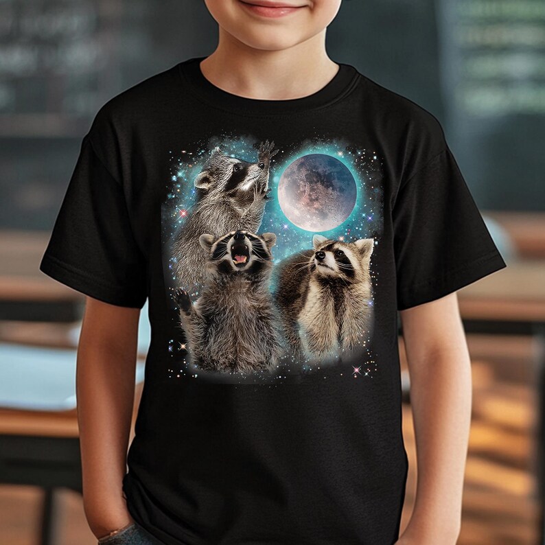 Raccoons Under the Moon Shirt Design |cosmic Raccoon Graphic | Cute ...