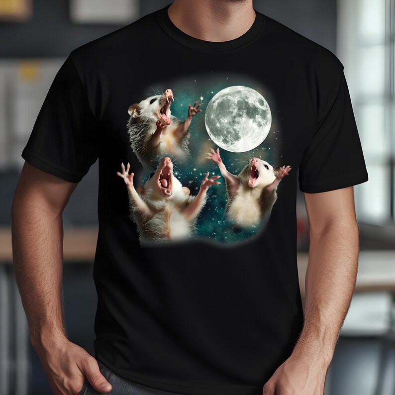 Opossums Howling at the Moon Shirt Design | Funny Animal Graphic |night ...