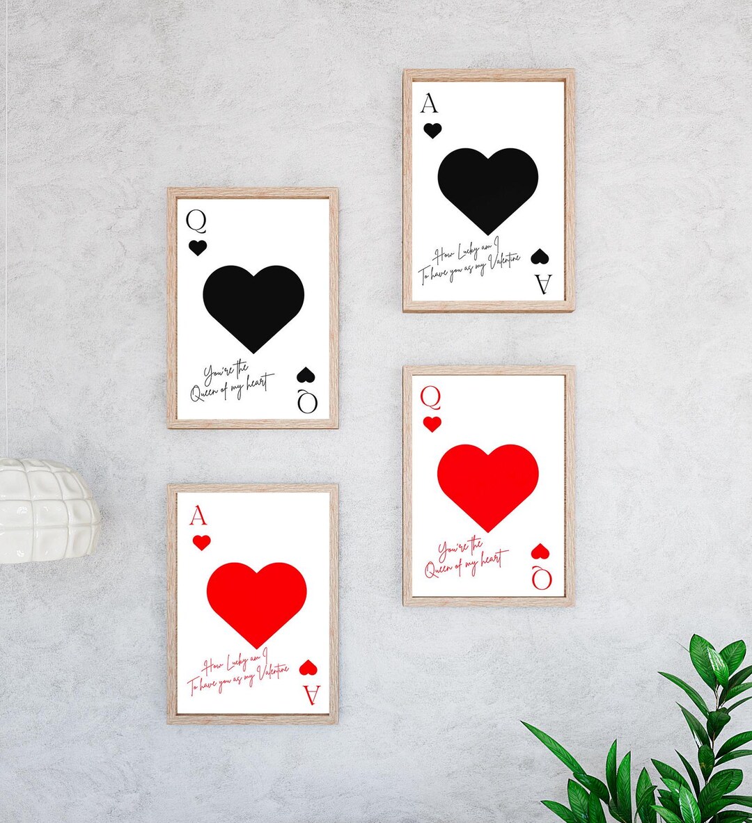 Valentine's Day Playing Card Printable Cards - Wall Art - Queen of ...