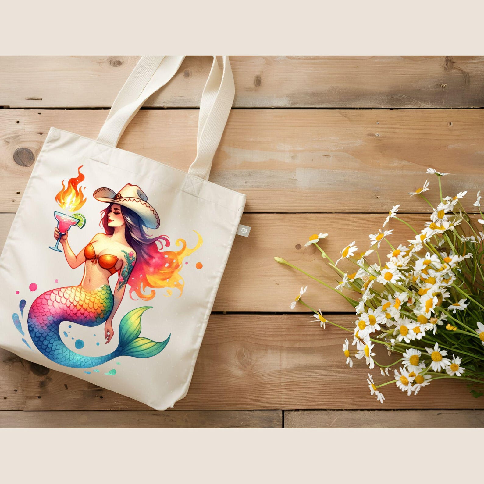 Western Mermaid Margarita Watercolor Png Cowgirl Siren Sublimation ...