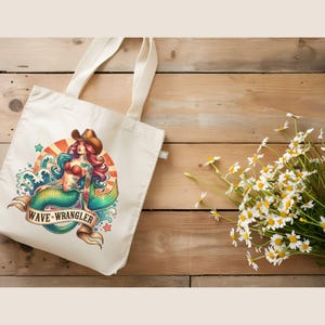 Western Watercolor Siren Mermaid Cowgirl Sublimation PNG Wave Wrangler ...