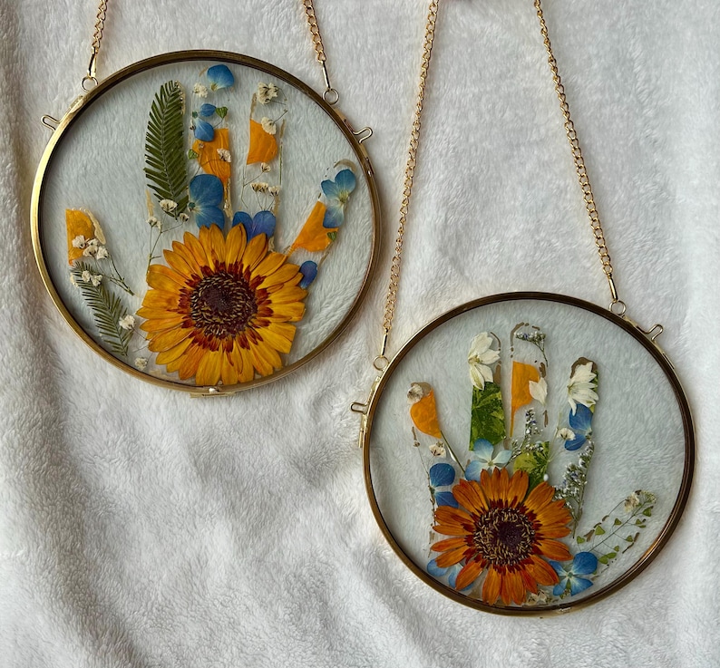 Pressed Flower Hand Prints - Etsy