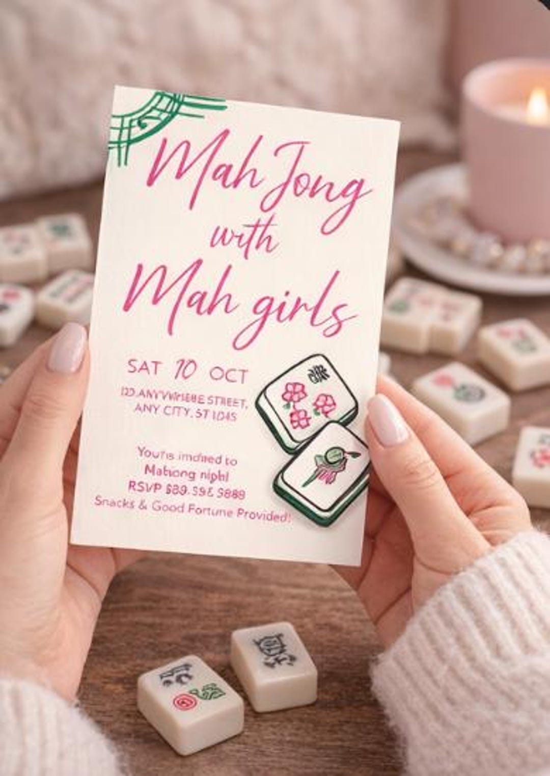 Custom Mahjong Party Invitation - Personalize on Canva - Etsy